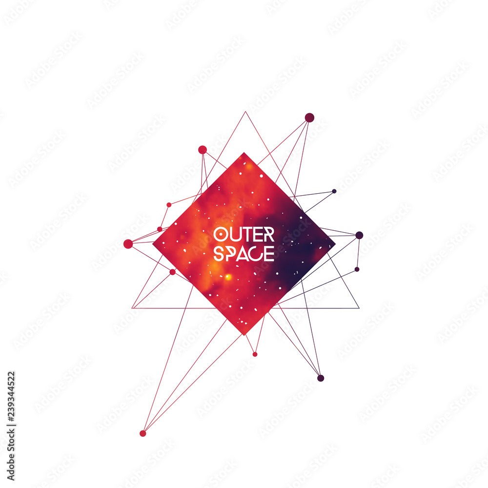 Outer space scientific template with label area. Hipster interlocking ...