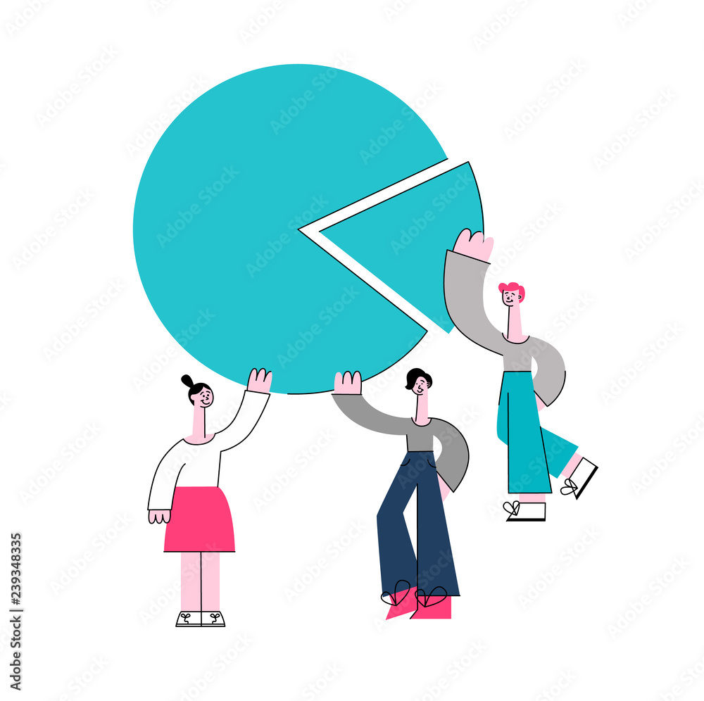 Vector illustration of effective teamwork concept in flat style - male ...