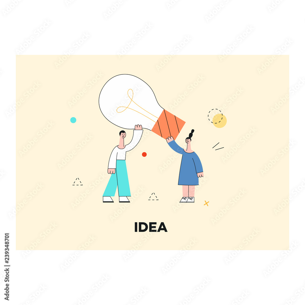 Vector employee creativity concept poster with stylized business man ...