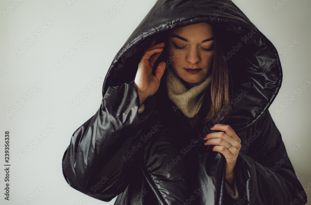 shopping, street fashion, style, people concept - model woman posing ...