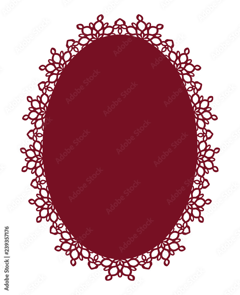 Vector Stencil lacy oval frame with carved openwork pattern. Template ...