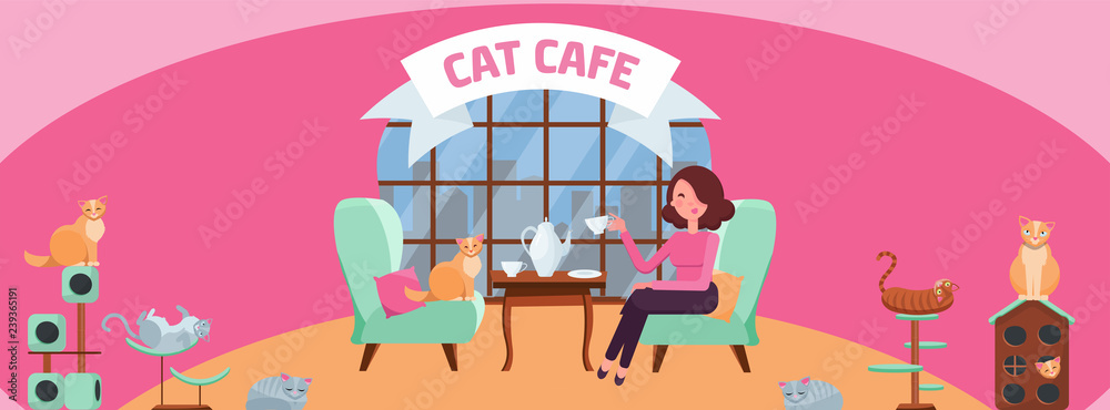 Fb Cover Web Banner Social Media Design Welcome to cat cafe Template ...
