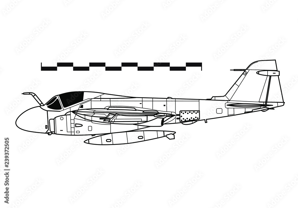 Grumman A-6 INTRUDER. Outline drawing Stock Vector | Adobe Stock