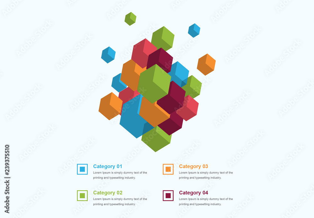 Infographic Layout with 3D Cube Element Stock Template | Adobe Stock