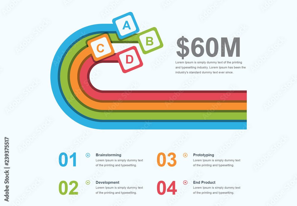 Infographic Layout with Multicolored Loop Element Stock Template ...
