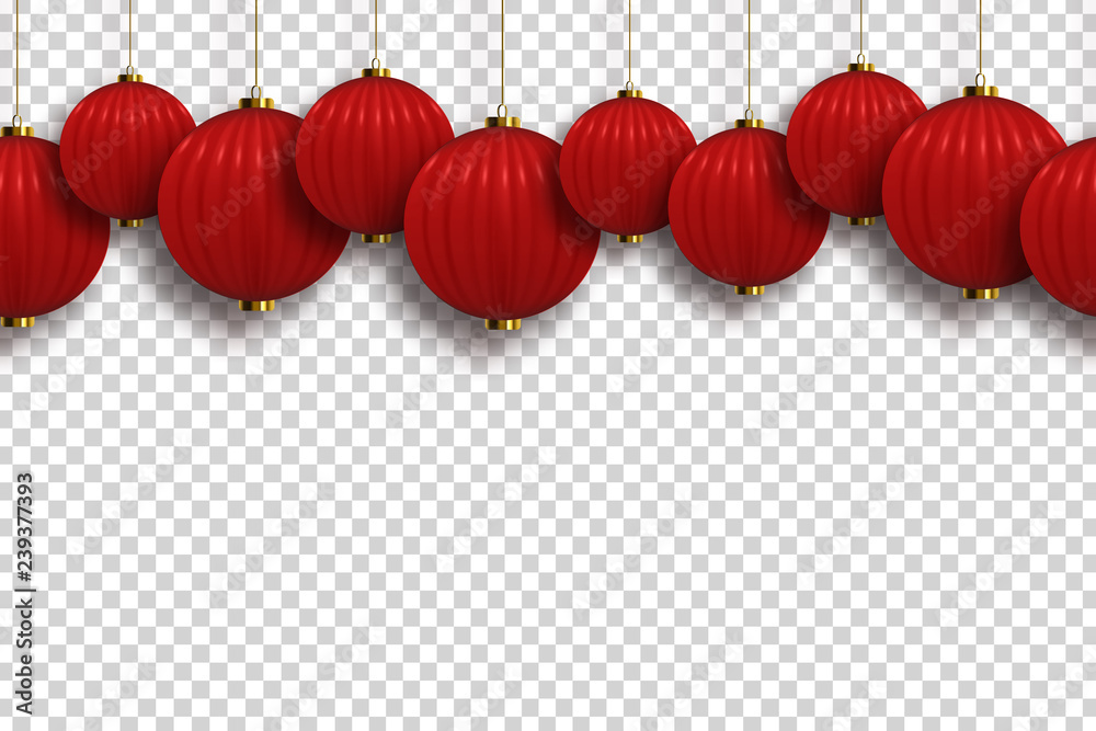 Vector realistic isolated Chinese Lantern seamless pattern border for ...