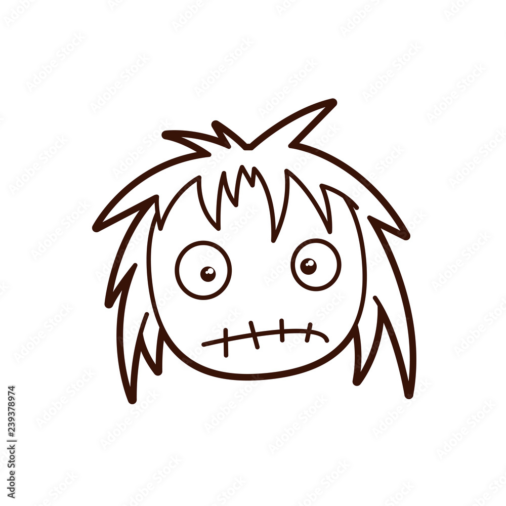 Cartoon rag doll head. Isolated vector illustration. Stock Vector ...