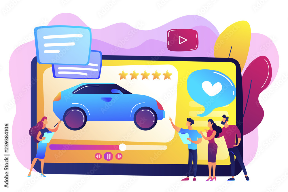 Customers like video with experts and modern car review with rating ...
