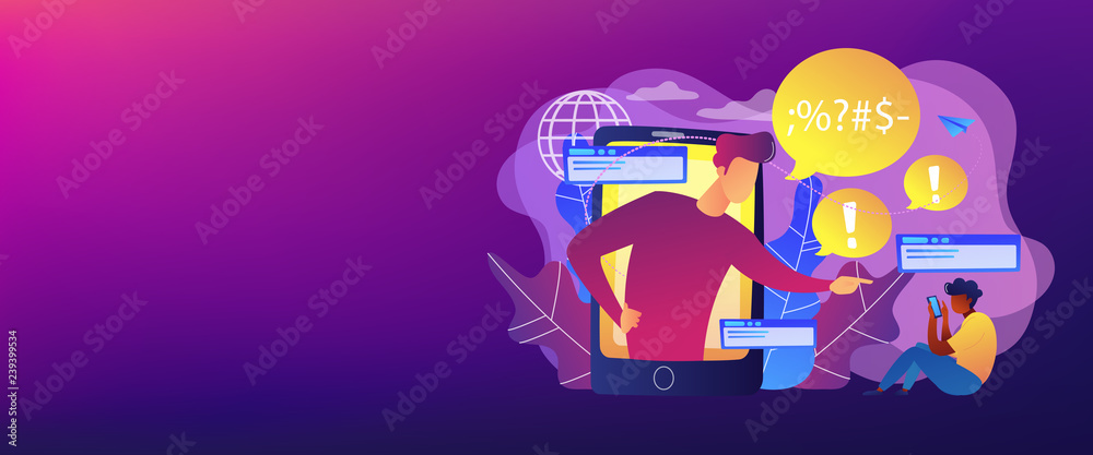 Bully in smartphone harassing, threatening and intimidating upset ...