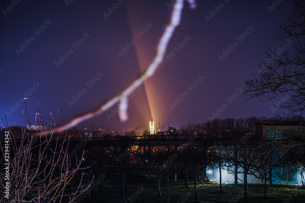 Tower lightbeam Stock Photo | Adobe Stock