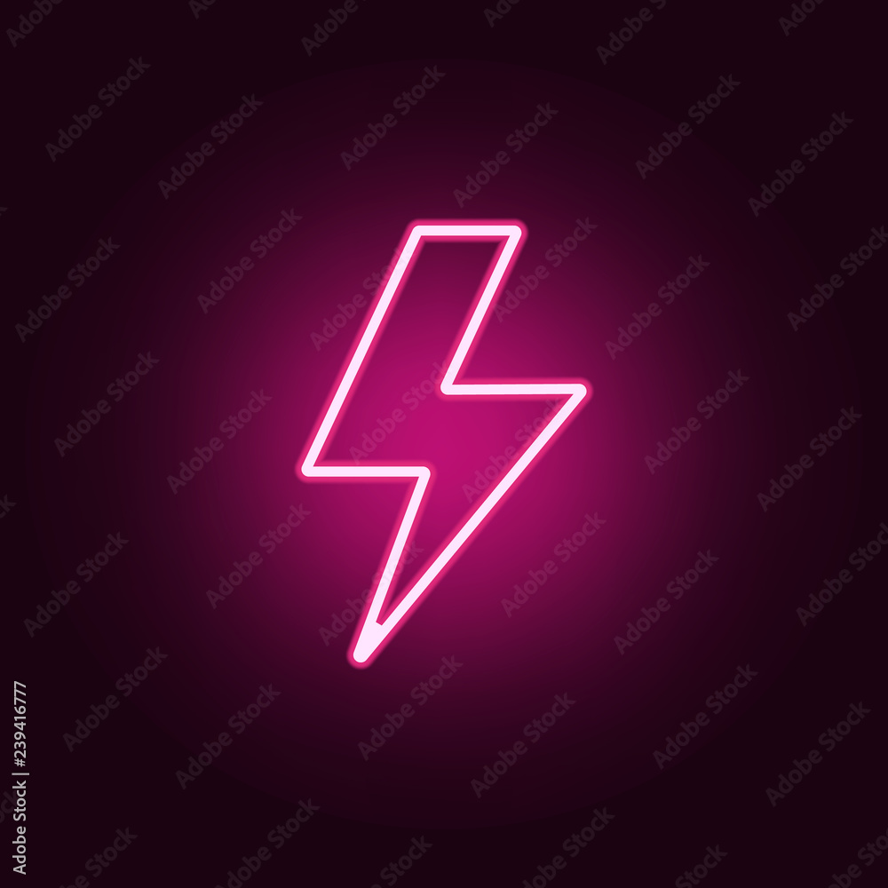 lightning icon. Elements of web in neon style icons. Simple icon for ...