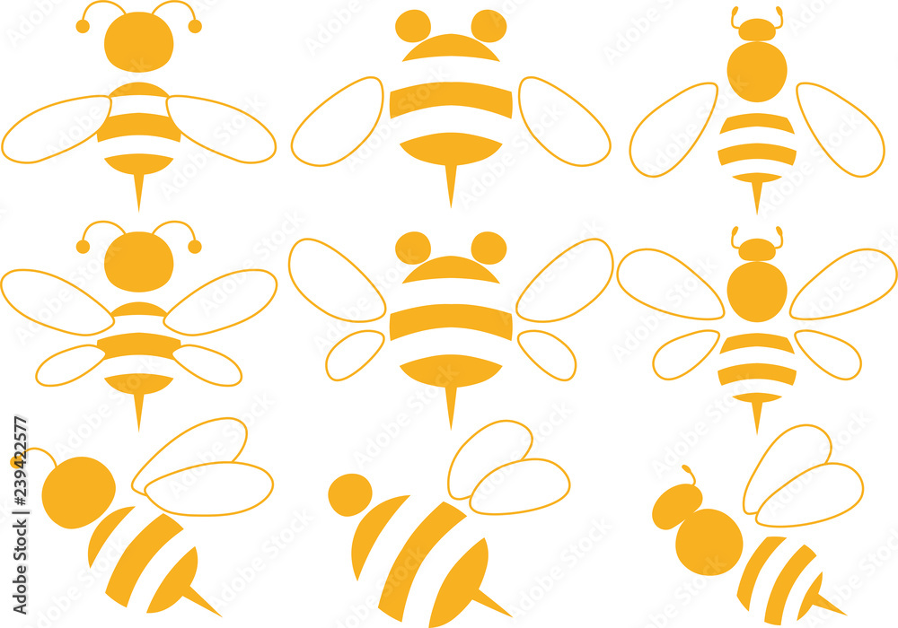 Cute Bee Illustration Set Stock Vector Adobe Stock