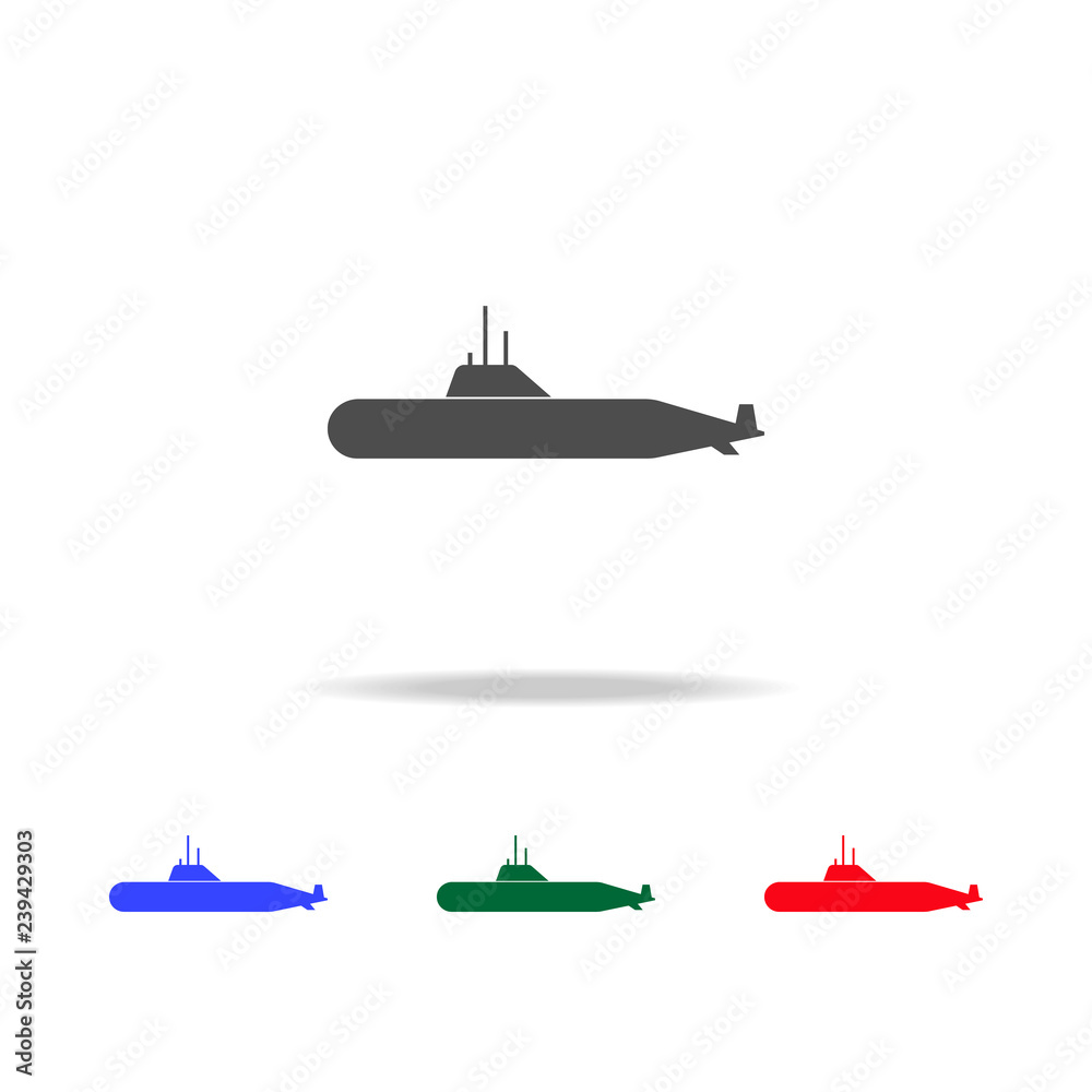 Military submarine icons. Elements of transport element in multi ...