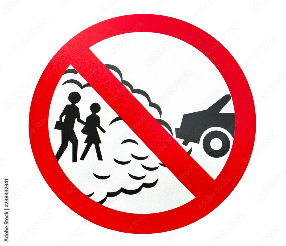 no smoking cars, no car carbon dioxide (CO2) emissions allowed sign ...