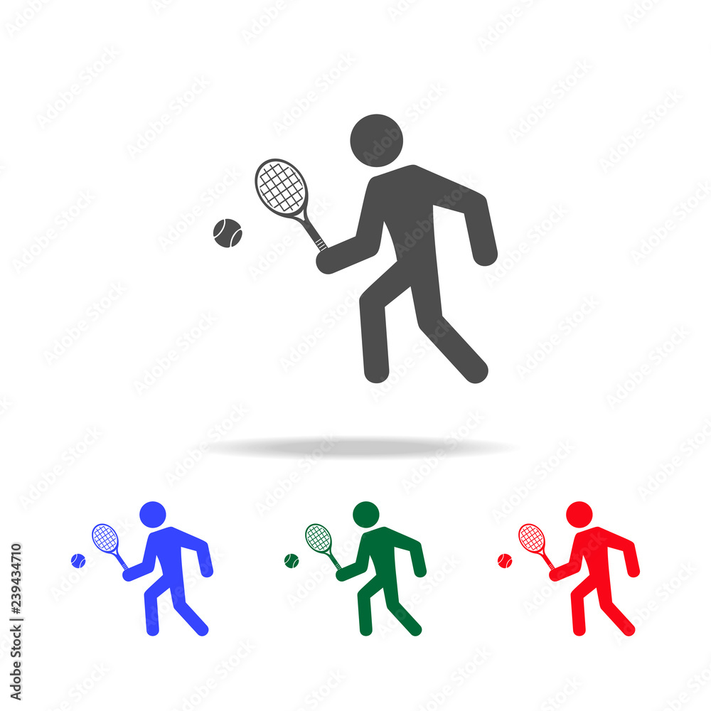 Tennis player icons. Elements of sport element in multi colored icons ...