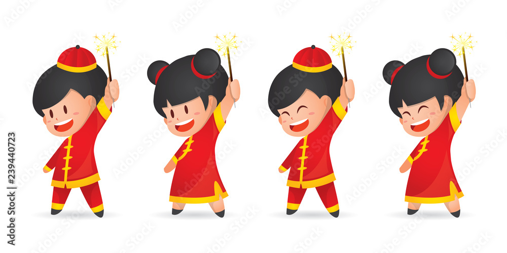 Chinese Kids Vector