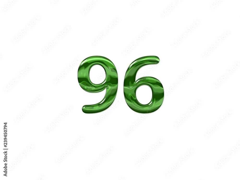 Green Number 96 isolated white background Stock Illustration | Adobe Stock