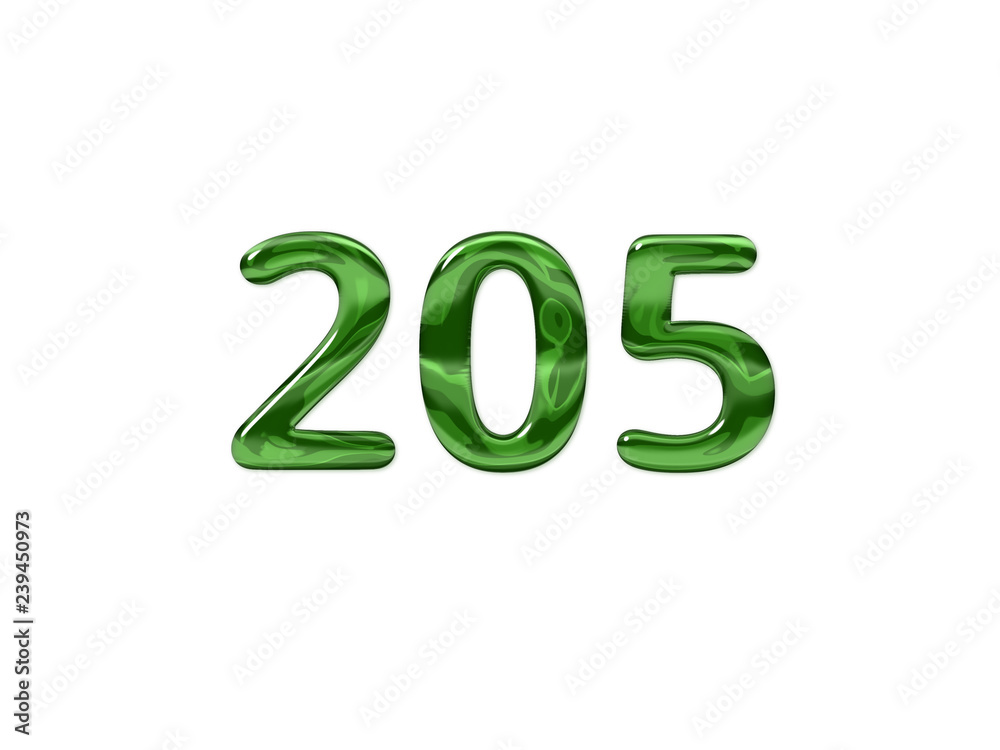 Green Number 205 isolated white background Stock Illustration | Adobe Stock