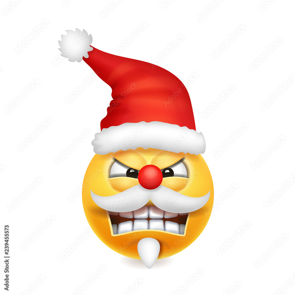 Cute angry Santa Claus smile emoji icon emoticon Stock Vector | Adobe Stock
