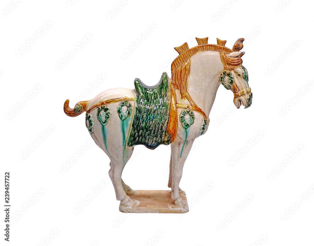 Tang horse : Standing Horse is a Tang dynasty tomb figure. Isolated on ...