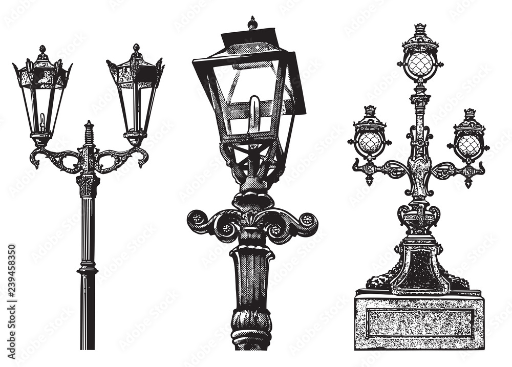 Vintage street lamp - black vector image isolated on white background ...