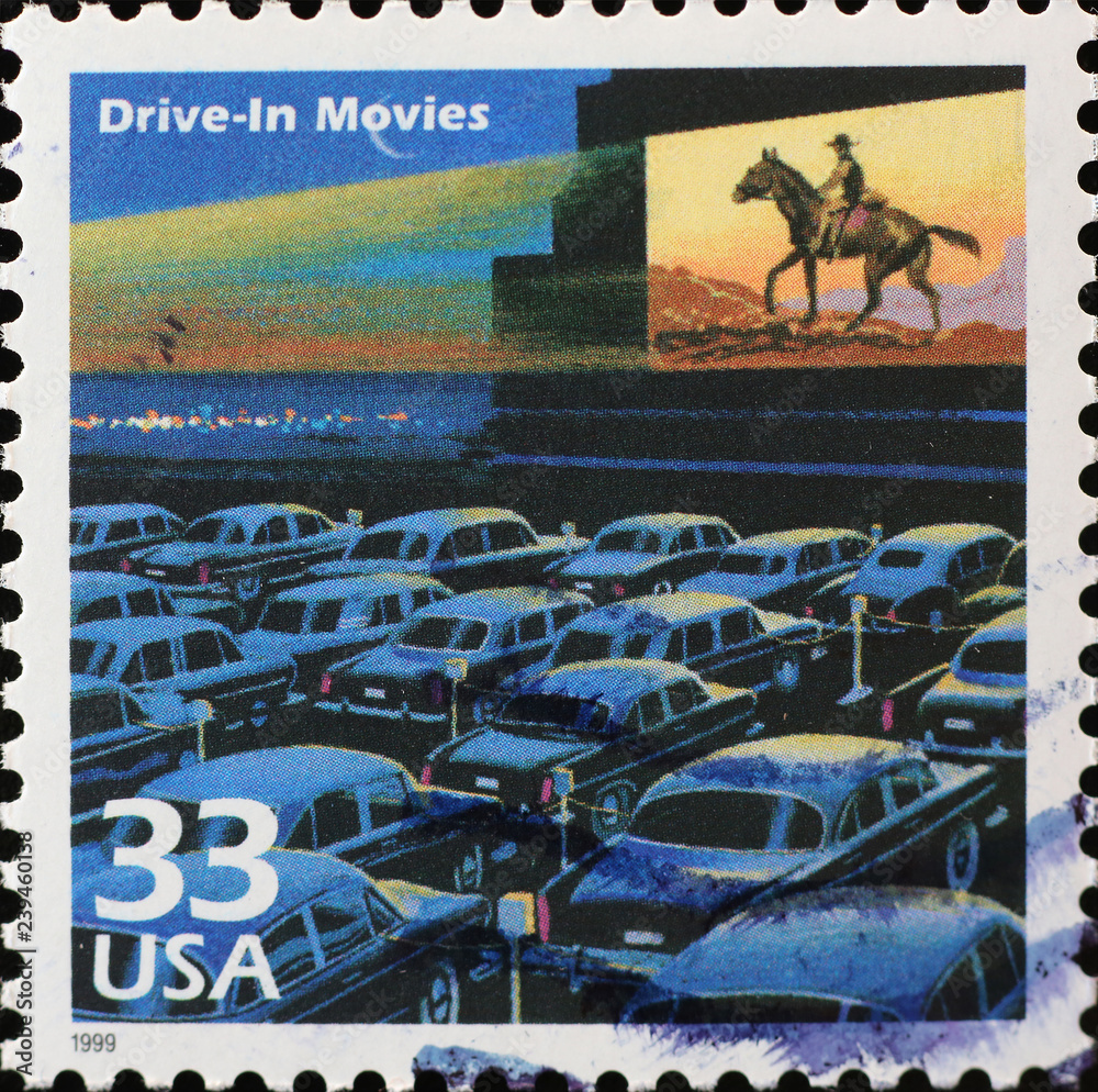 Poster Drive-in movies on american postage stamp – Wall Art | UkPosters