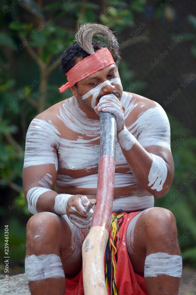 Aboriginal Playing Didgeridoo