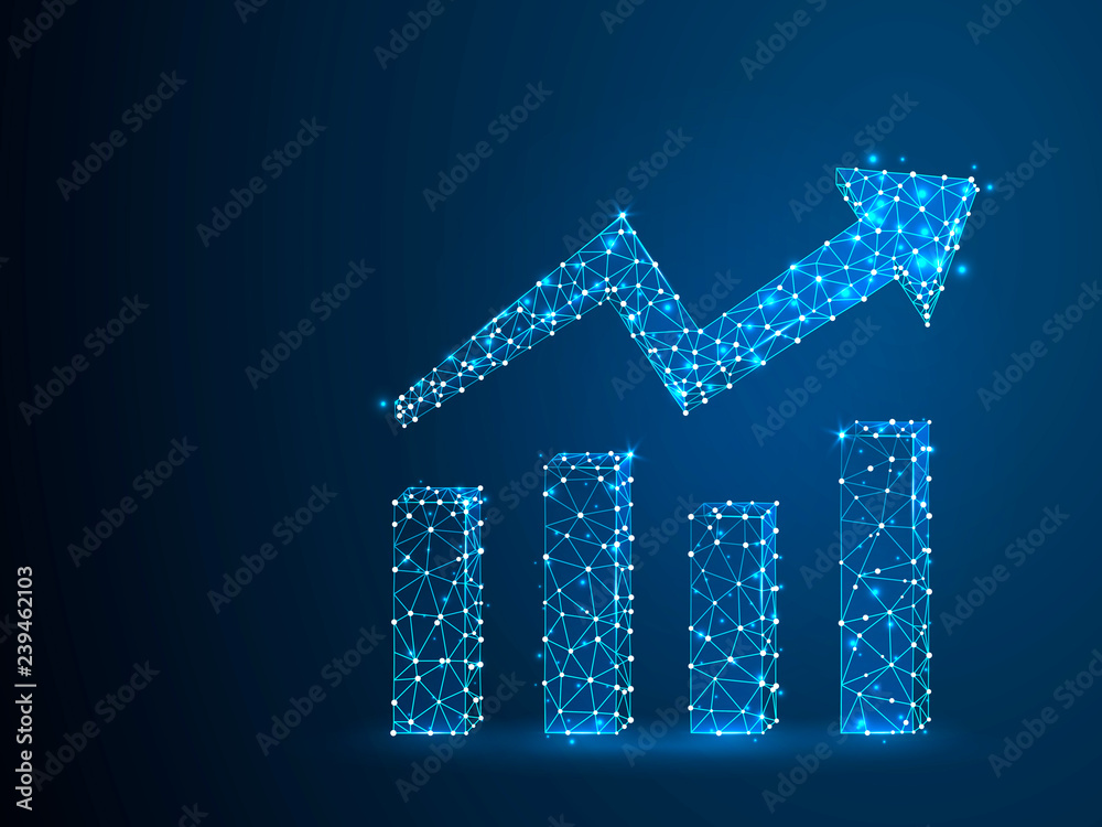 Growth chart. Business Technological concept. Polygonal science Raster ...