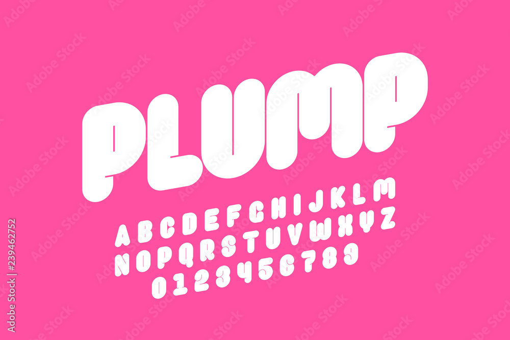 Plump font design, thick alphabet letters and numbers Stock Vector ...