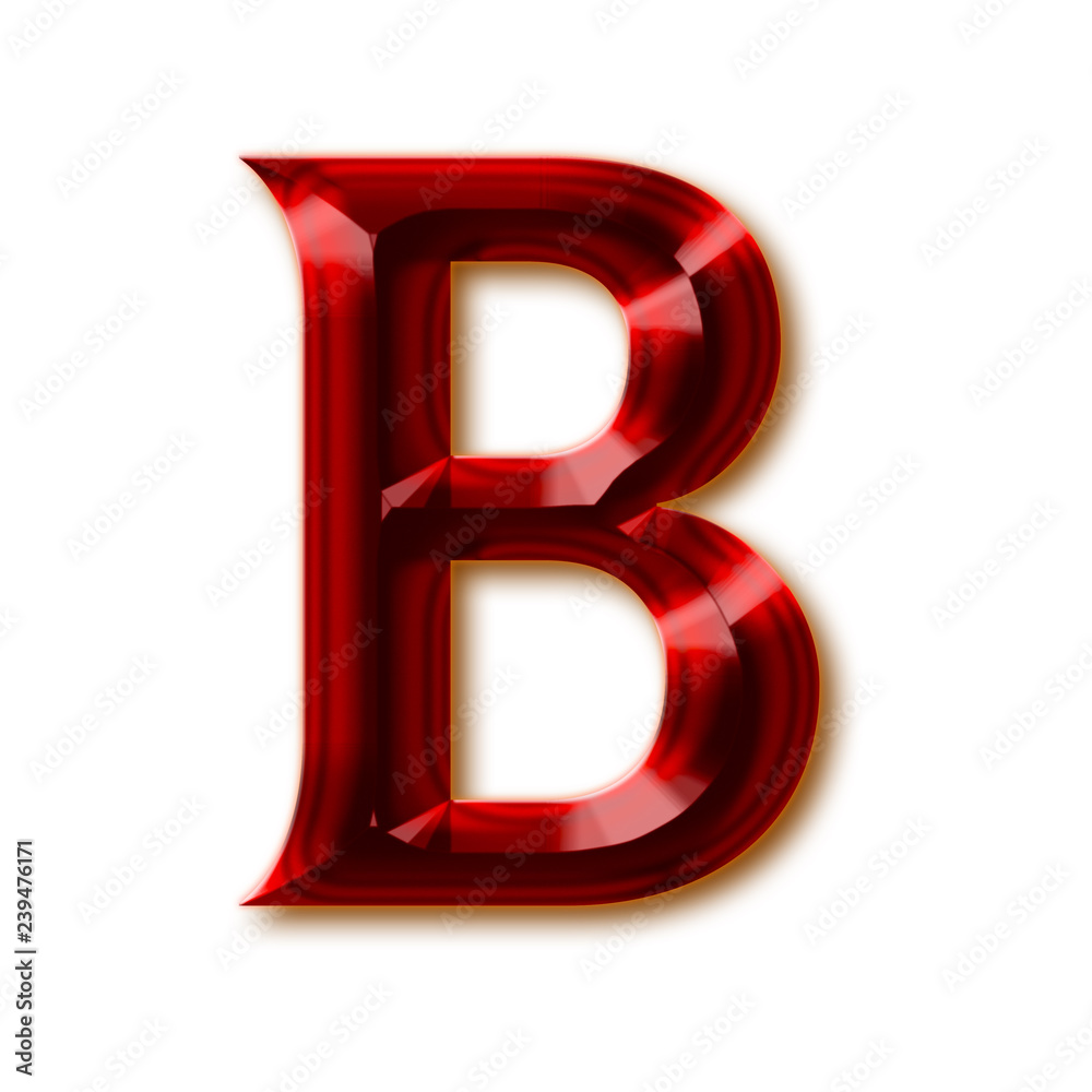 Letter B from stylish faceted ruby alphabet, shiny gemstone letters ...