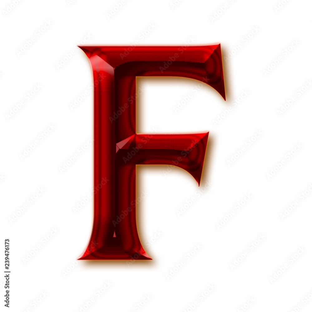 Letter F from stylish faceted ruby alphabet, shiny gemstone letters ...