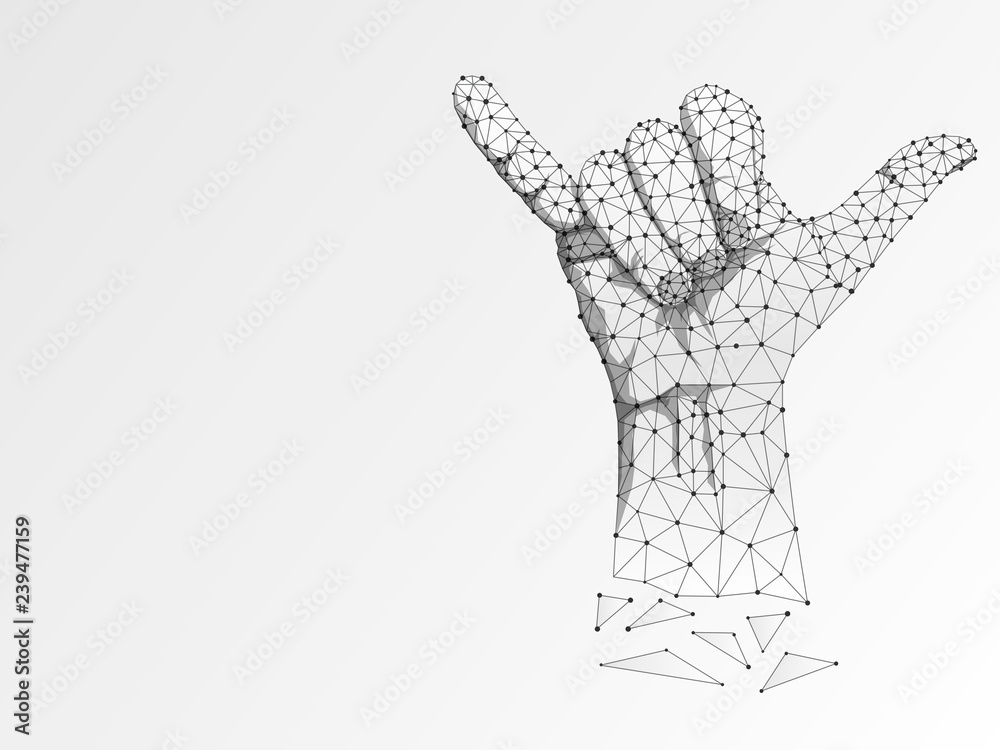 Origami Sign language Y letter, two fingers pointing up, hand showing ...