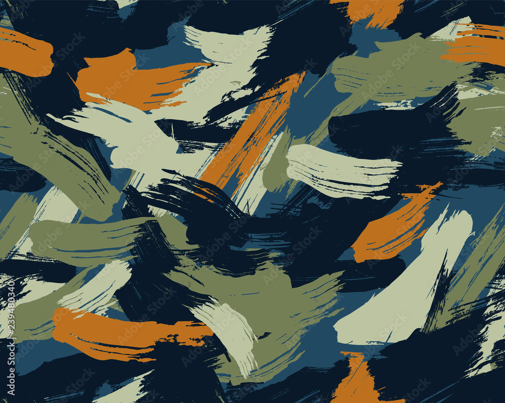 Seamless Brushstroke Camouflage Repeat Pattern Stock Vector | Adobe Stock