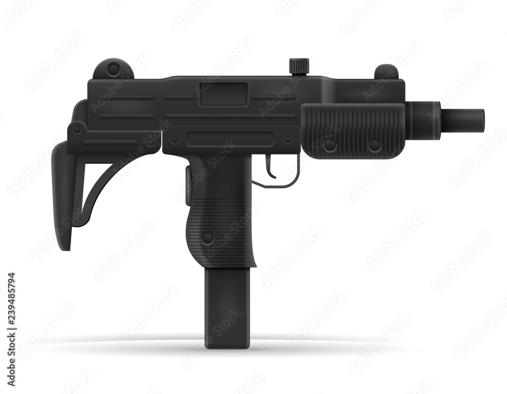 submachine machine hand gun weapons stock vector illustration Stock ...