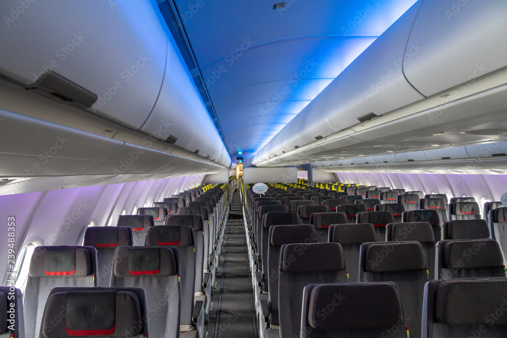 Interior of a Modern Passenger Aircraft Stock Photo | Adobe Stock