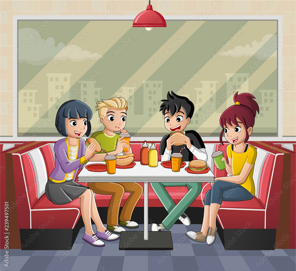 Cartoon Restaurant Booth