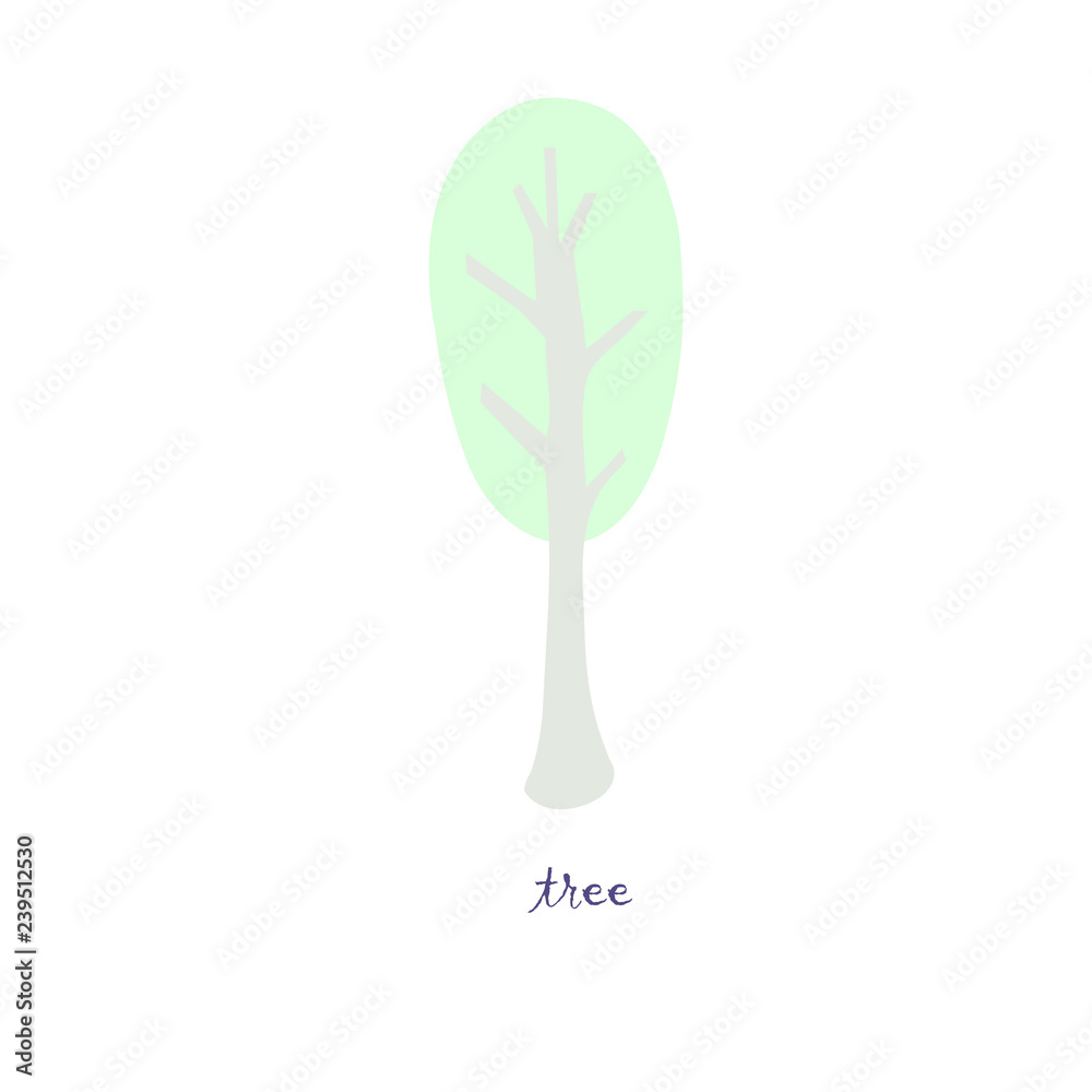Cute tree flat style vector pastel color characters icon. Forest tree ...