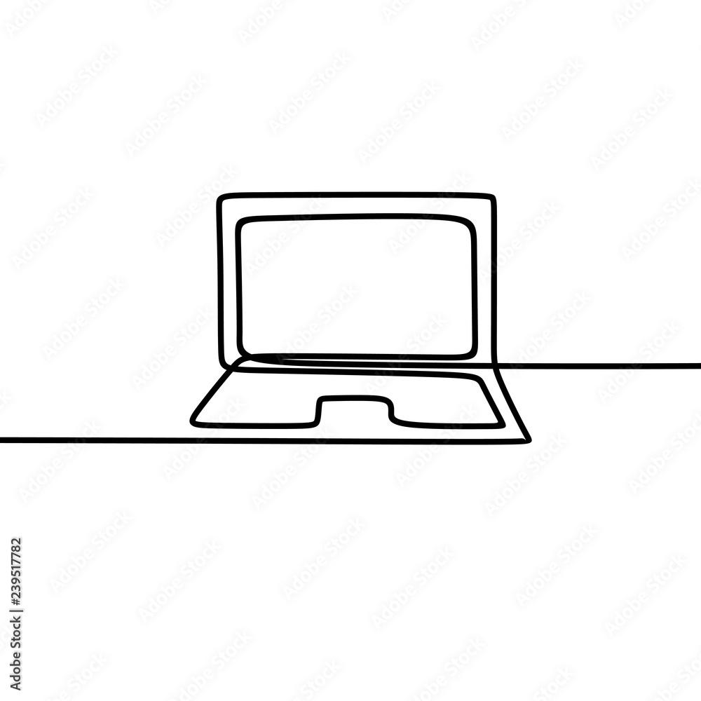 one line art of laptop drawing vector Stock Vector | Adobe Stock