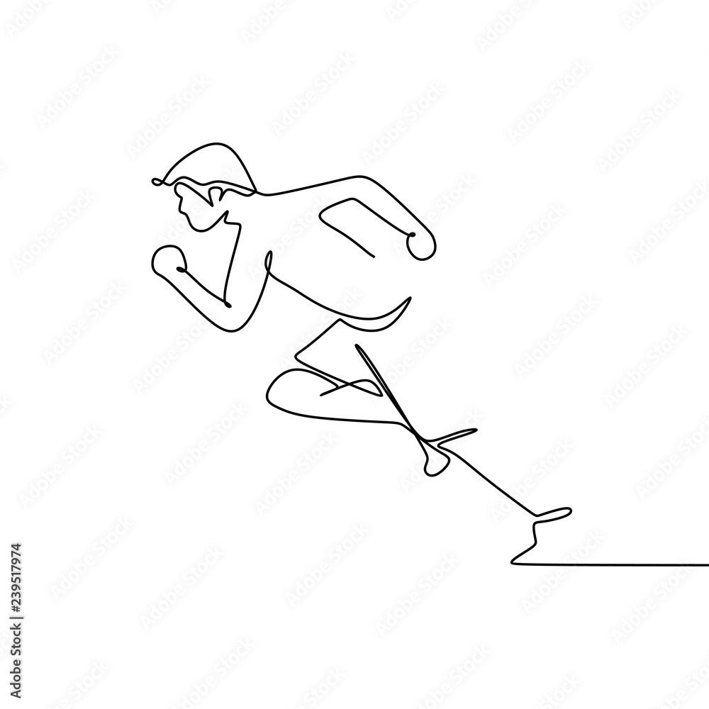 Continuous one single line art drawing of a running man in sports theme ...