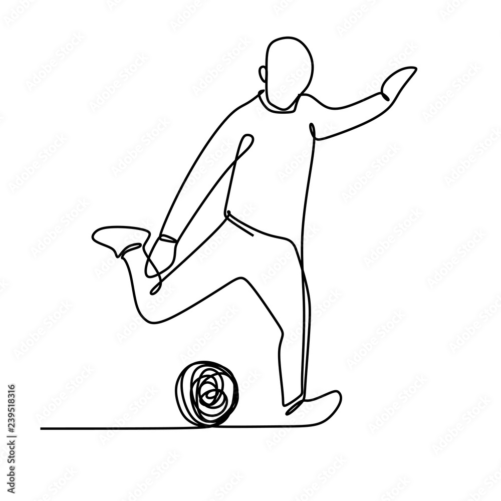 one line of a football player vector illustration with minimalist ...