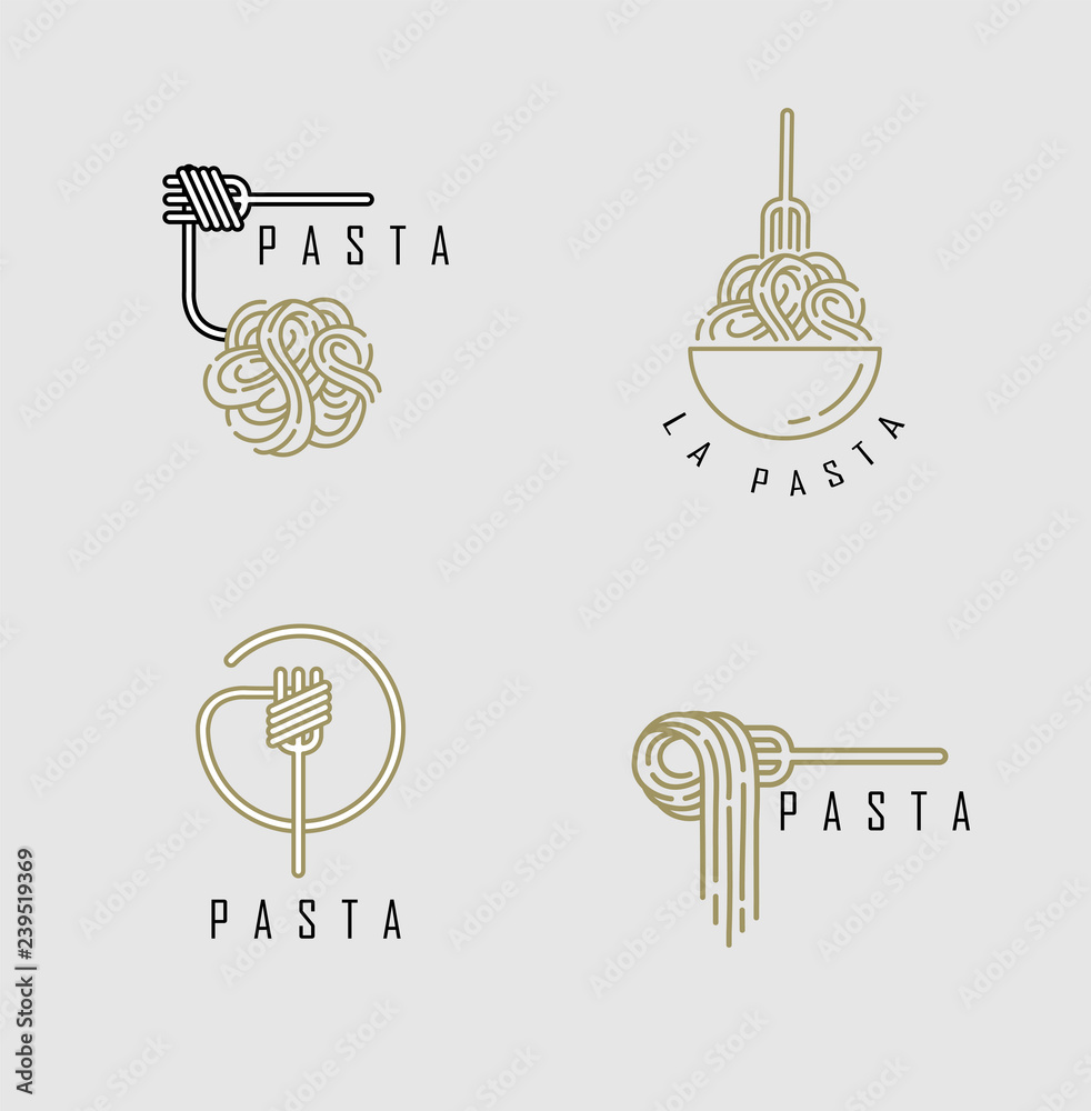 Vector icon and logo for italian pasta or noodles Stock Vector | Adobe ...