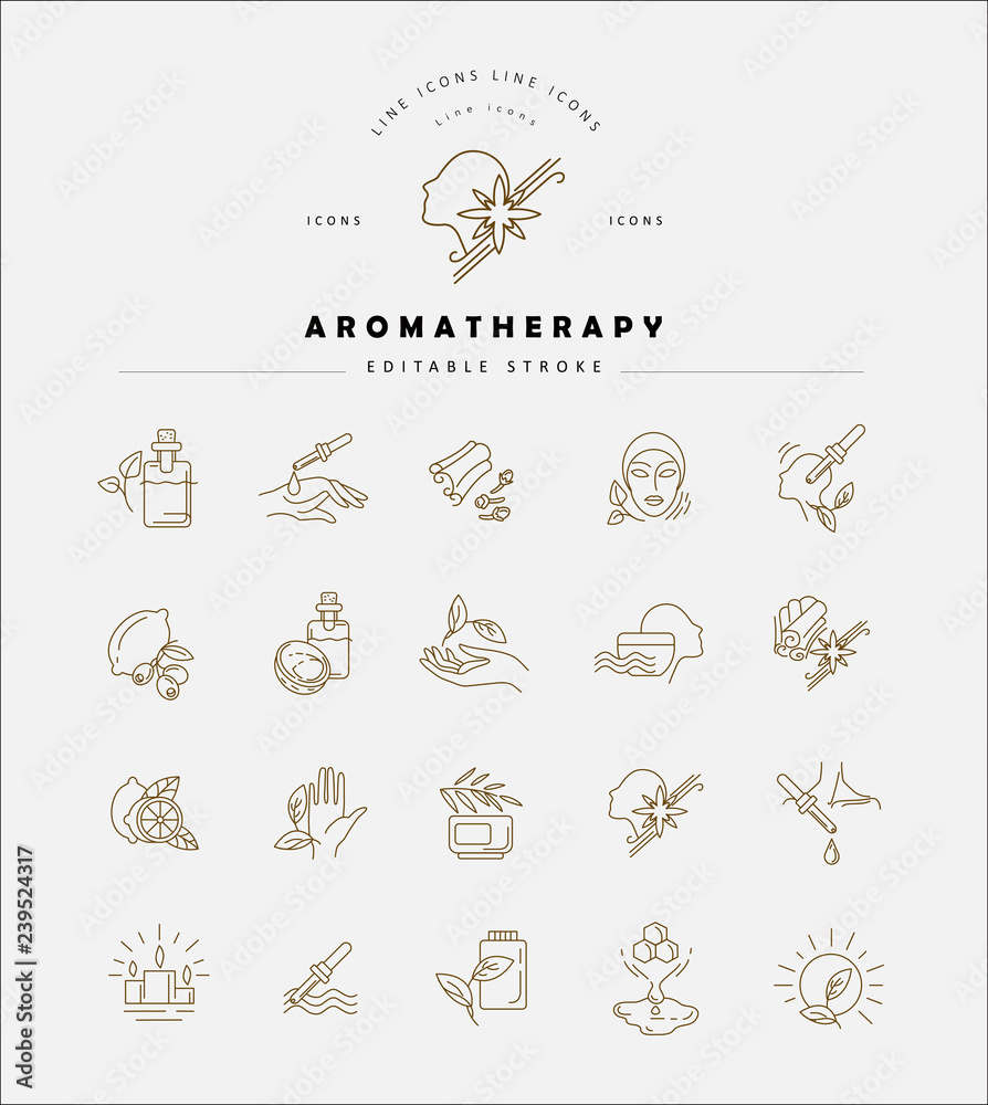 Vector icon and logo for aromatherapy. Editable outline stroke size ...