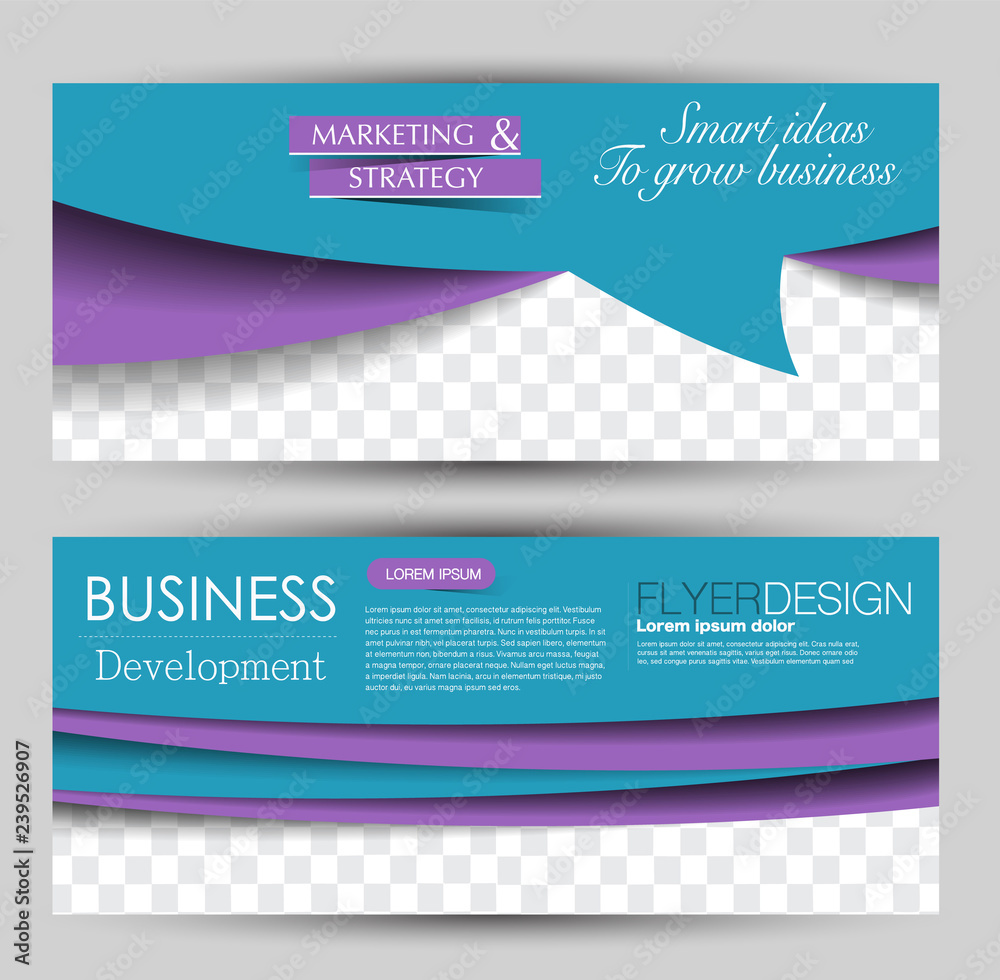 Flyer banner or web header template set. Vector illustration promotion ...
