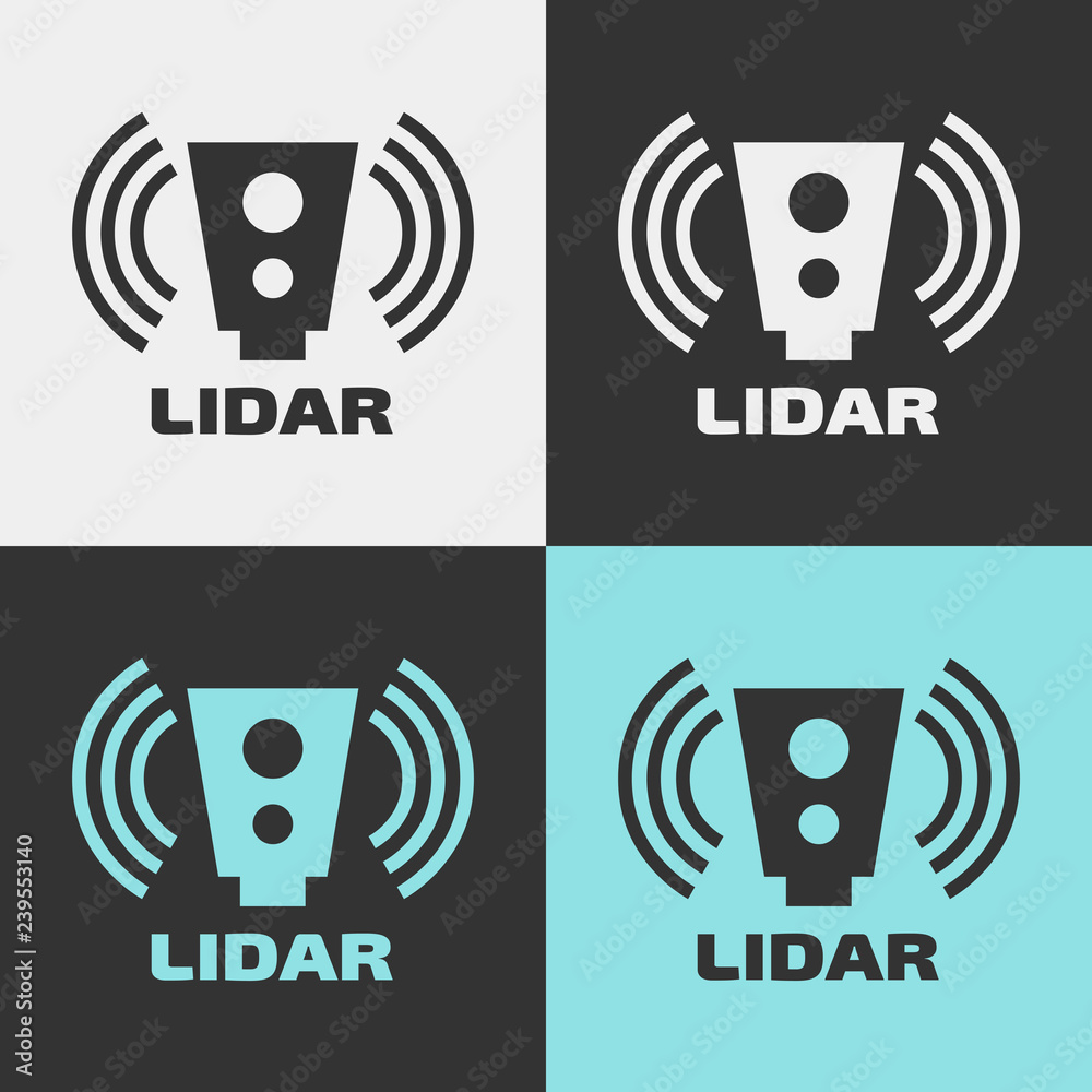 Vector autonomous car LIDAR sensor icon. Light Identification Detection ...