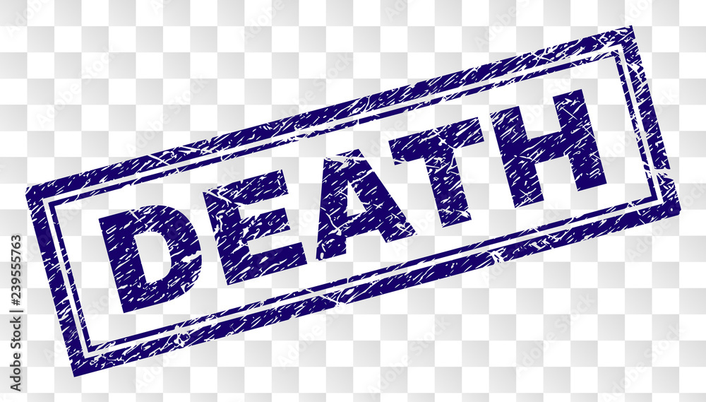 DEATH stamp seal print with dirty style and double framed rectangle ...