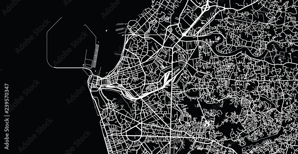 Urban vector city map of Colombo, Sri Lanka Stock Vector | Adobe Stock