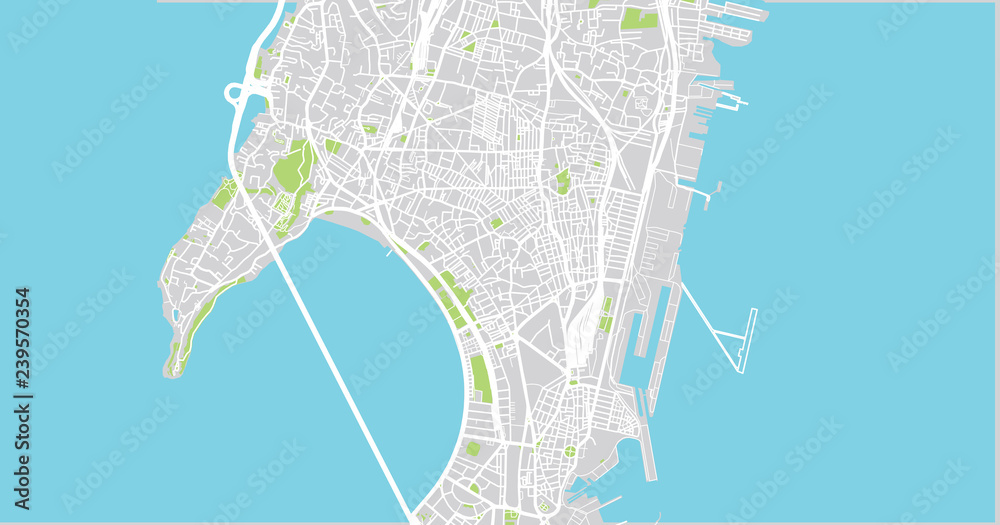 Urban vector city map of Mumbai, India Stock Vector | Adobe Stock