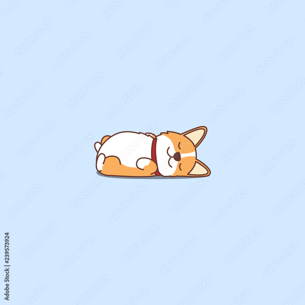 Lazy dog sleeping, cute welsh corgi puppy lying on back cartoon icon ... Lazy dog sleeping, cute welsh corgi puppy lying on back cartoon icon ...
