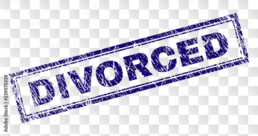 DIVORCED stamp seal print with rubber print style and double framed ...
