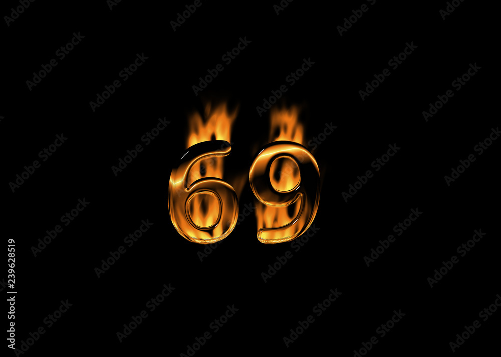 3D number 69 with flames black background Stock Illustration | Adobe Stock